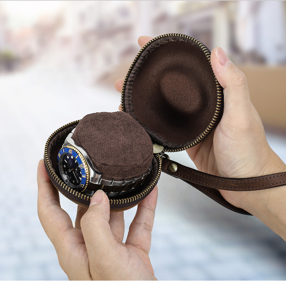CONTACTS FAMILY Genuine Leather Single Watch Case Portable Watch ...