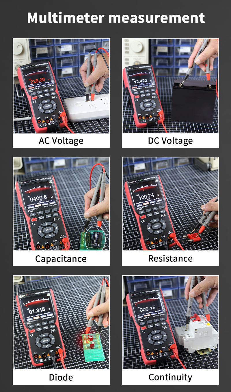 ZOYI ZT-703S 3in1 Dual Channel 50MHz Oscilloscope 25000 Counts Digital ...