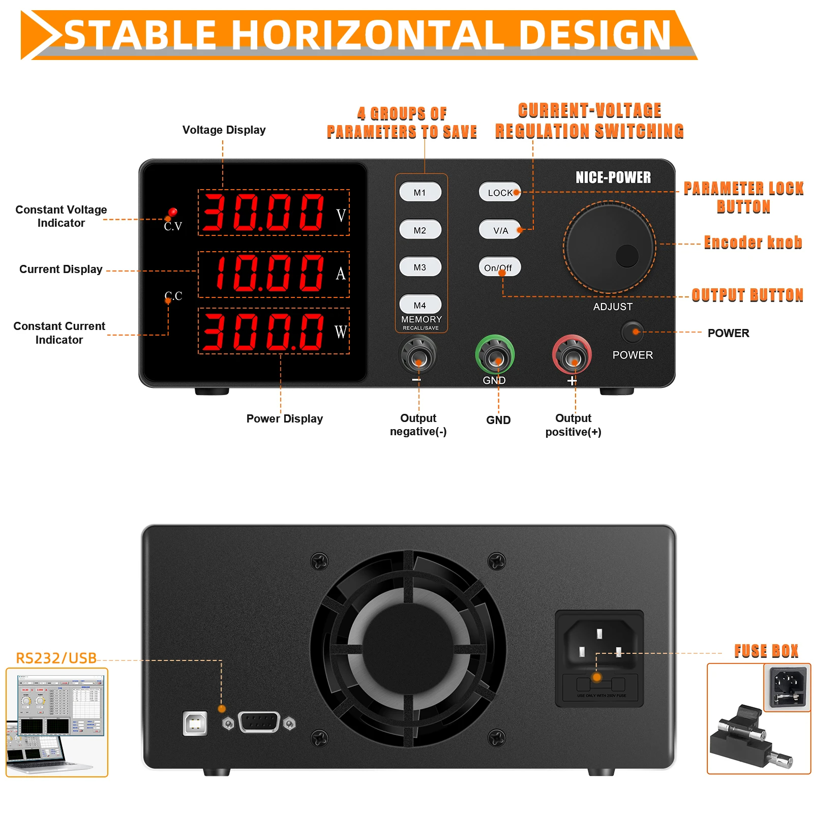 NICE-POWER Programmable DC Power Supply Laboratory Adjustable 30V 10A ...