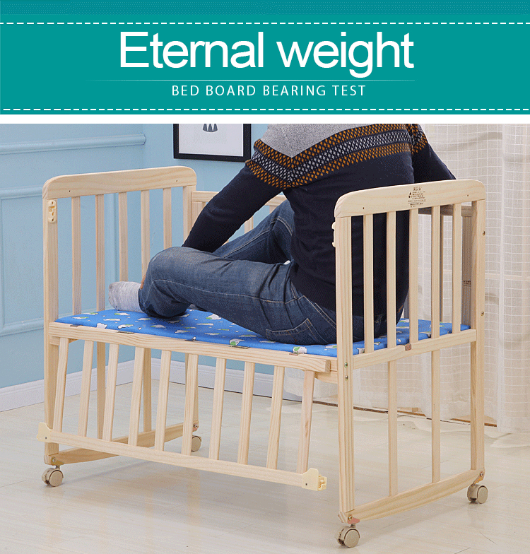 Solid wood crib Solid wood multifunctional cradle bed Variable desk ...