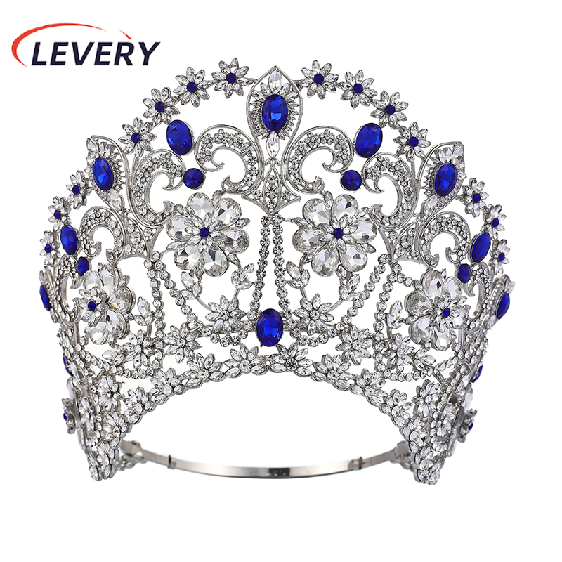 Levery Miss Universe Hair Crown Shining Rhinestone Tiara Large Bridal ...