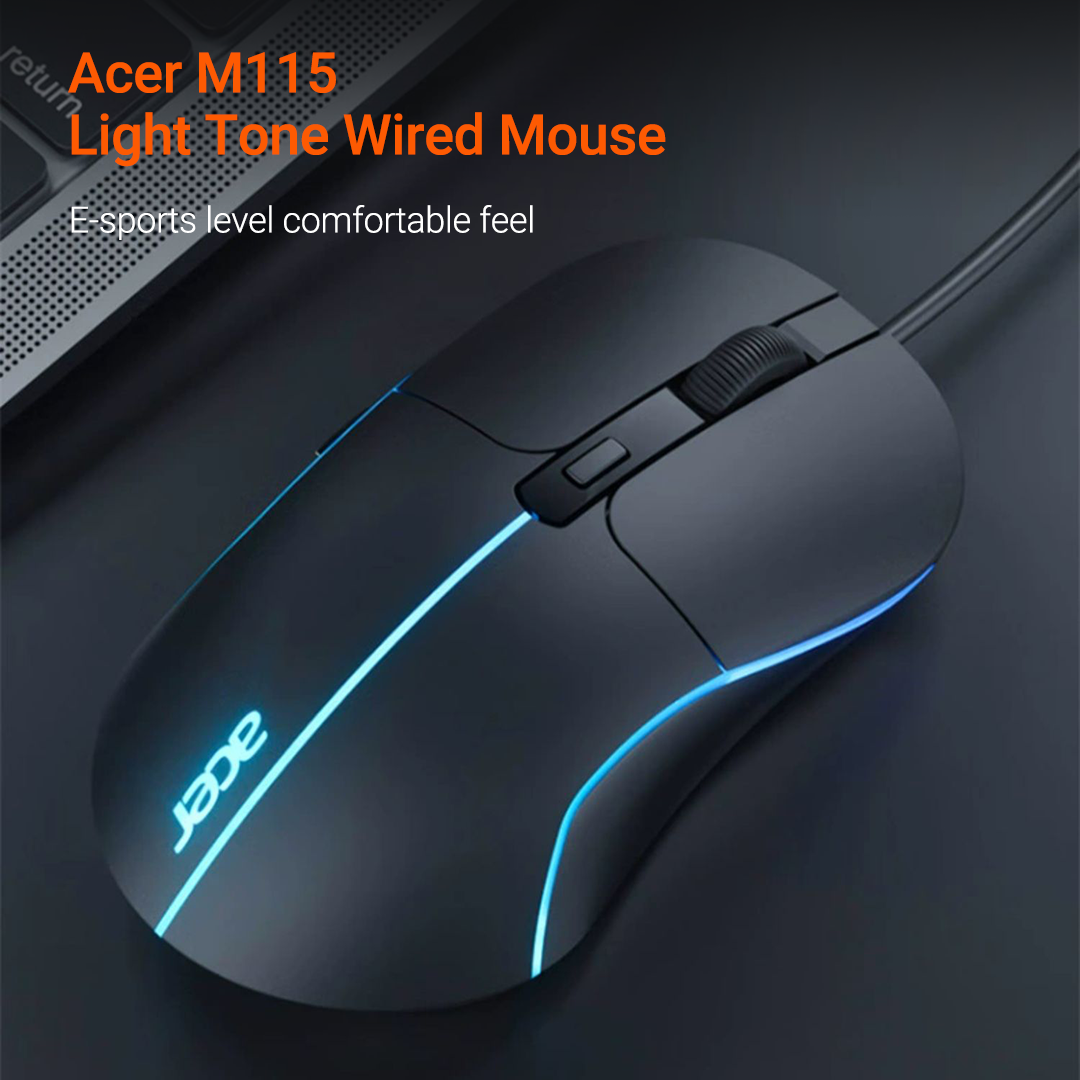 Youpin Acer USB Wired Mouse M115 Colorful Light Effect 800/1600/2400 ...