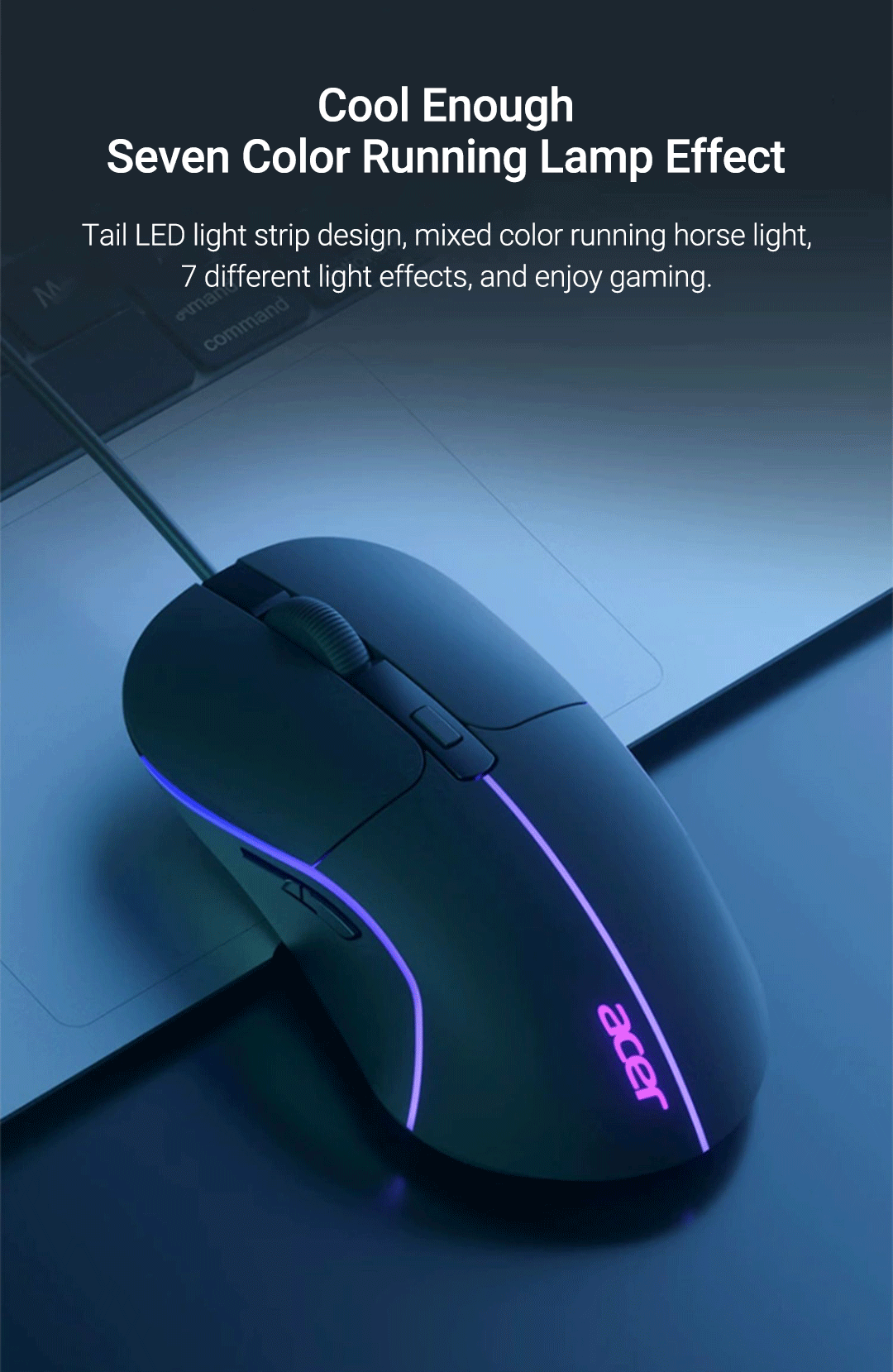 Youpin Acer USB Wired Mouse M115 Colorful Light Effect 800/1600/2400 ...