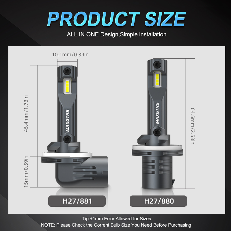 MAXGTRS 2Pcs H27W H27 LED 881 880 LED Fog Lights Canbus H27W/1 H27W/2 LED Bulb Car Fog Driving ...