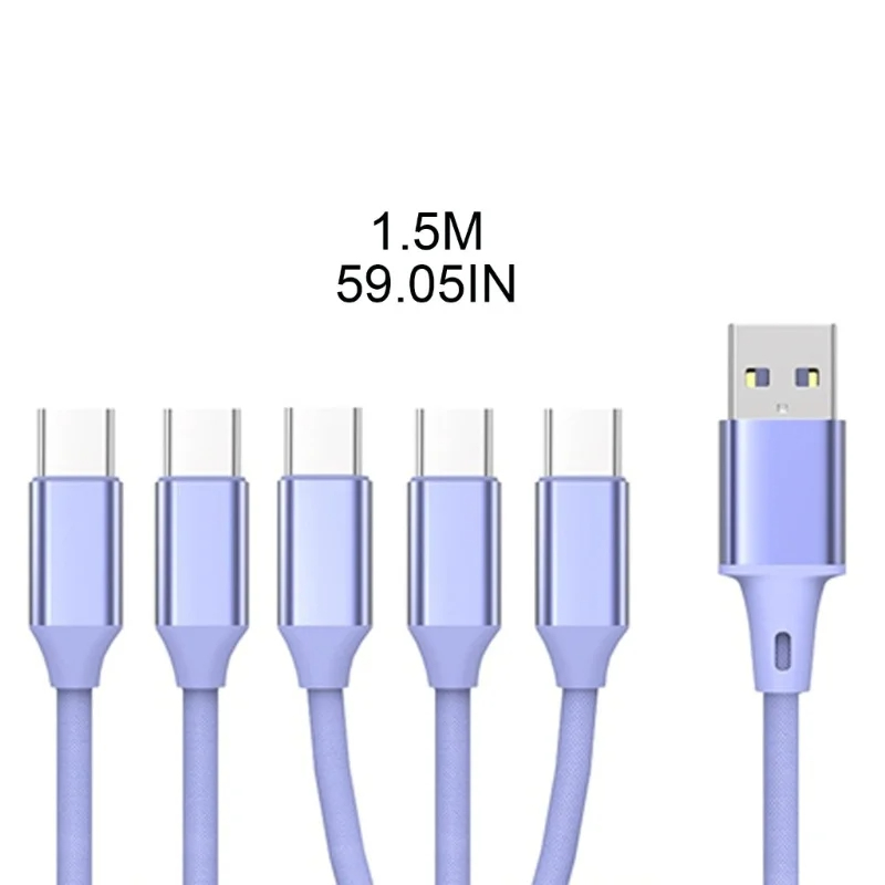 5 In 1 Fast Charging Cable 66W Woven Fast Charging Data Cable 1.5M USB ...