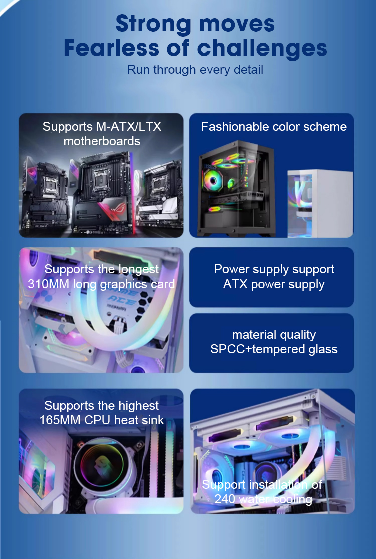 INPLAY Pc Case Gaming Computer Case with Fan White Glass Seaview Palace ...