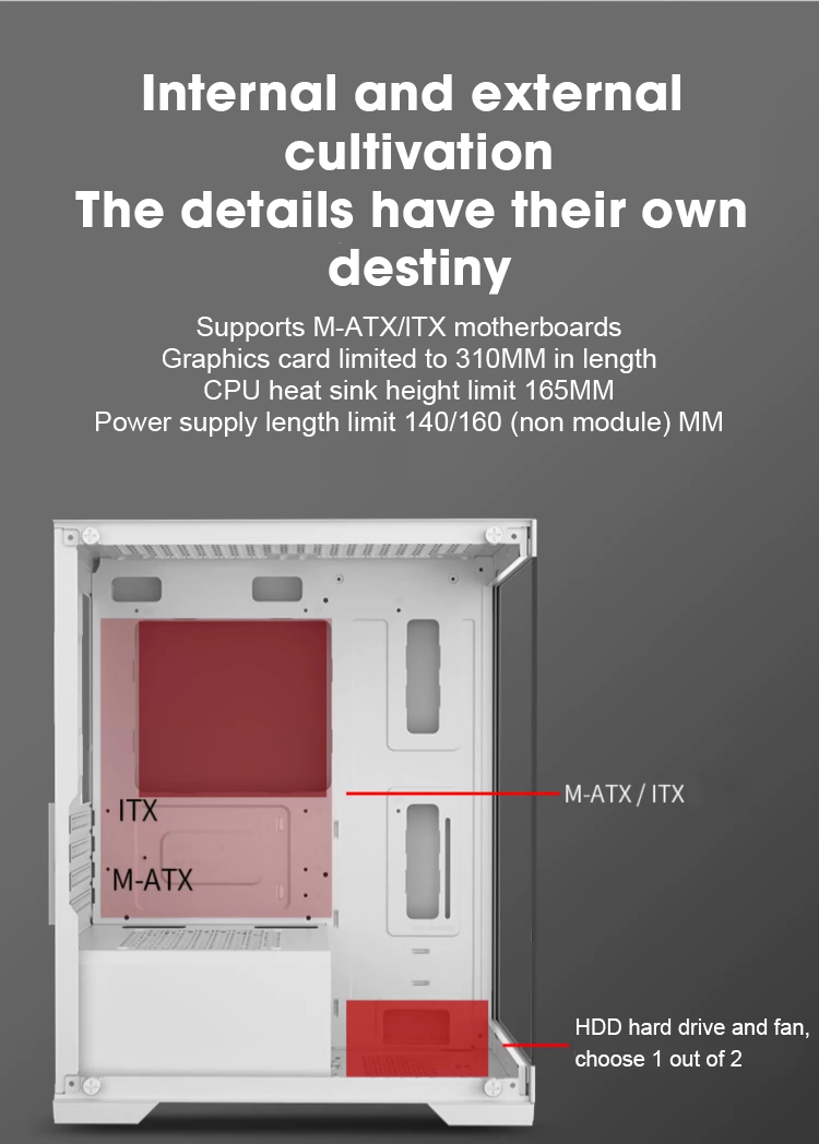 INPLAY Pc Case Gaming Computer Case with Fan White Glass Seaview Palace ...