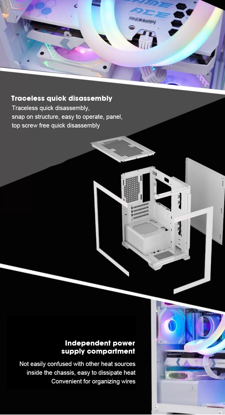 INPLAY Pc Case Gaming Computer Case with Fan White Glass Seaview Palace ...