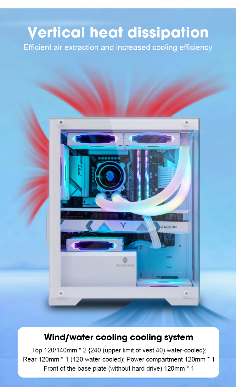 INPLAY Pc Case Gaming Computer Case with Fan White Glass Seaview Palace ...
