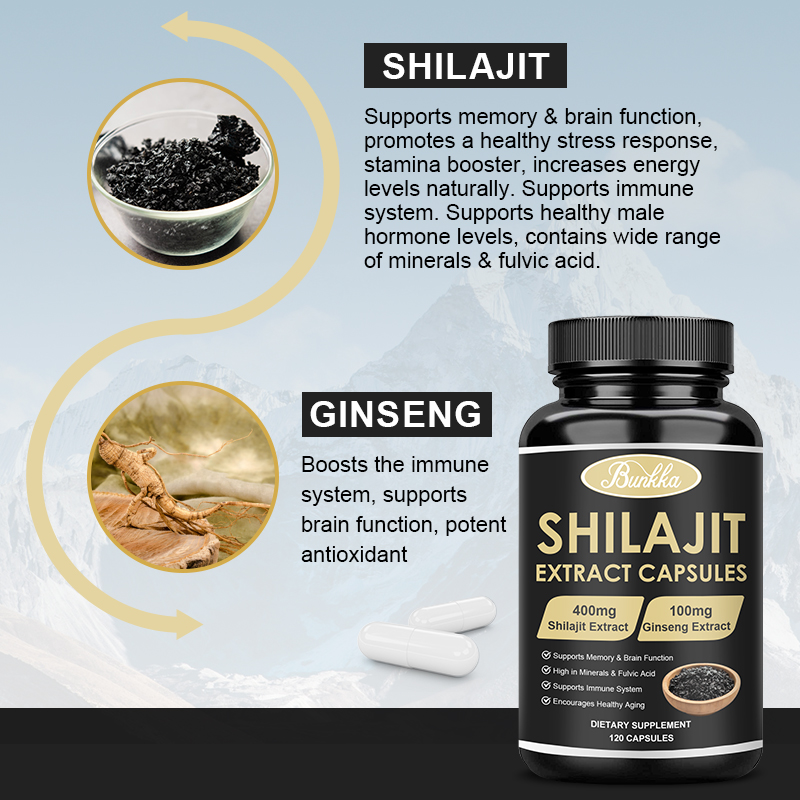 Bunkka Shilajit Extract Capsules Pure Himalayas Extract Supplement for ...
