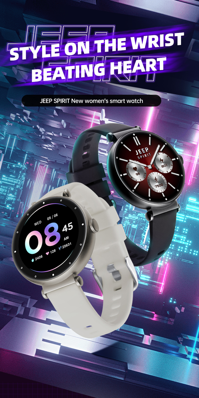 Jeep S02 Smart Watch Calculator Bluetooth Calling Waterproof Heart Rate ...