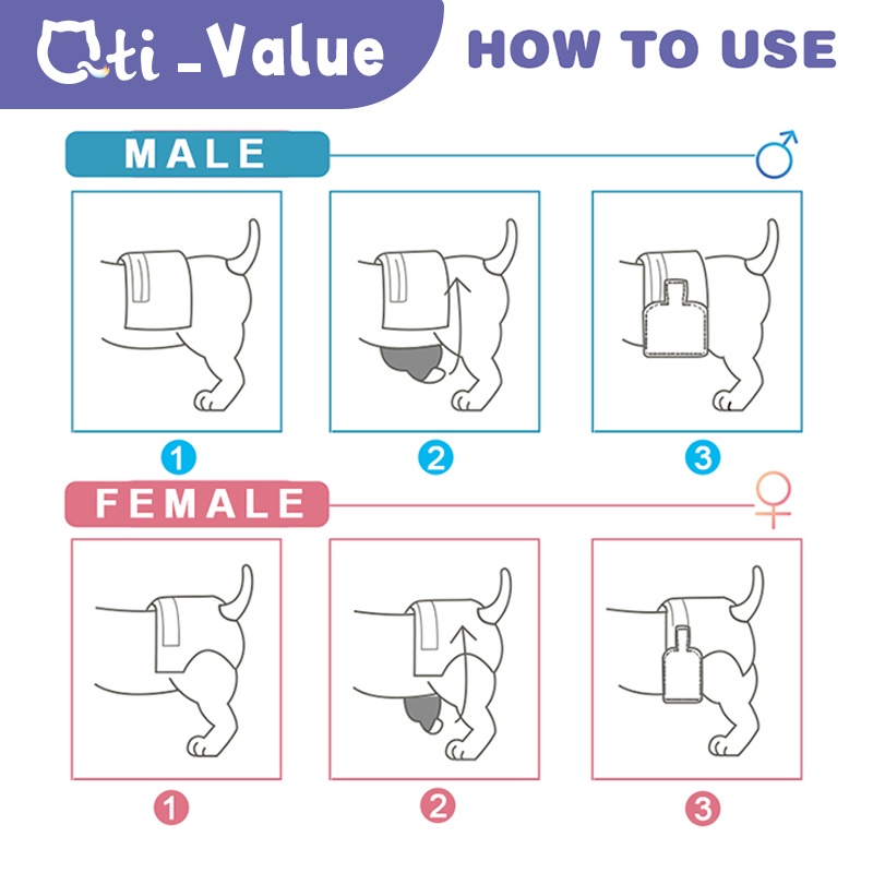 Qti Pet Diaper Dog Cat 72pcs value packaging diaper dog male | Shopee ...