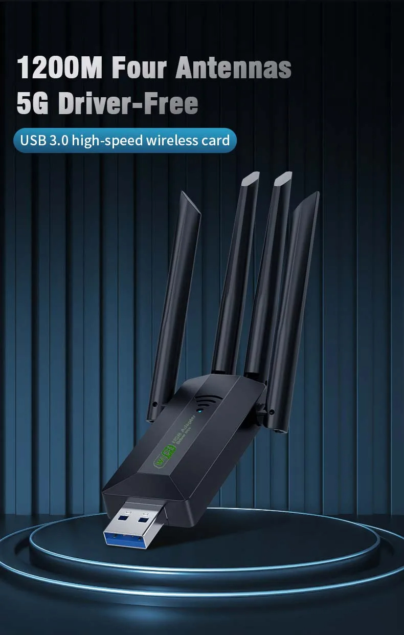 Driver free USB Wifi Adapter 4 Antenna USB Network Card Wireless Long ...