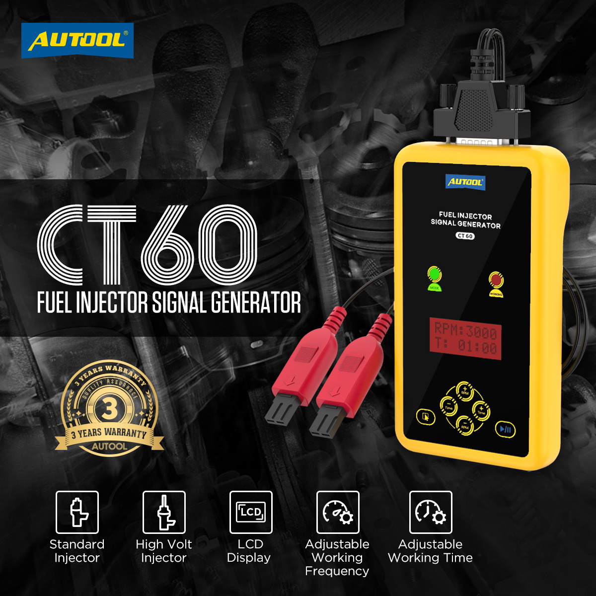 AUTOOL Automotive Injector Tester 12V Vehicle Signal Generator ...