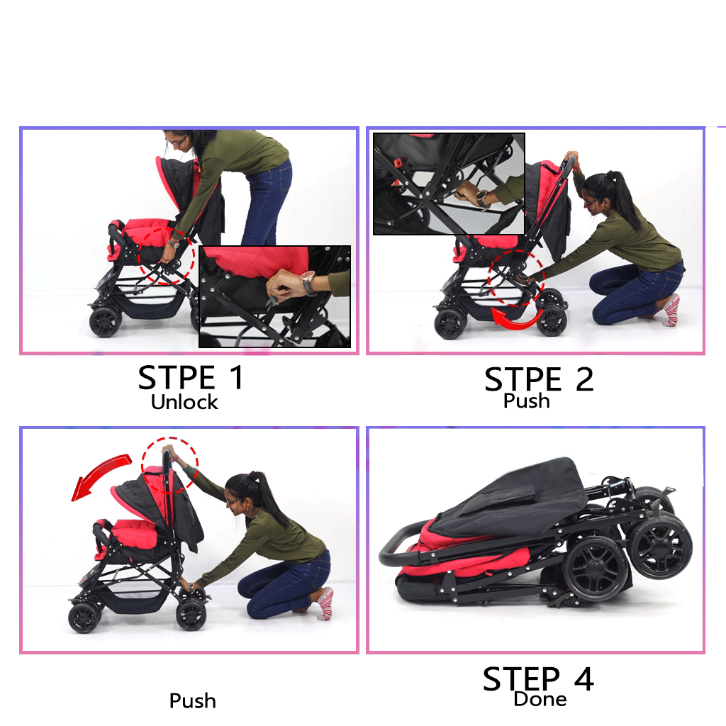Stroller for Baby Two-Way Reversible Handle Foldable Stroller for ...