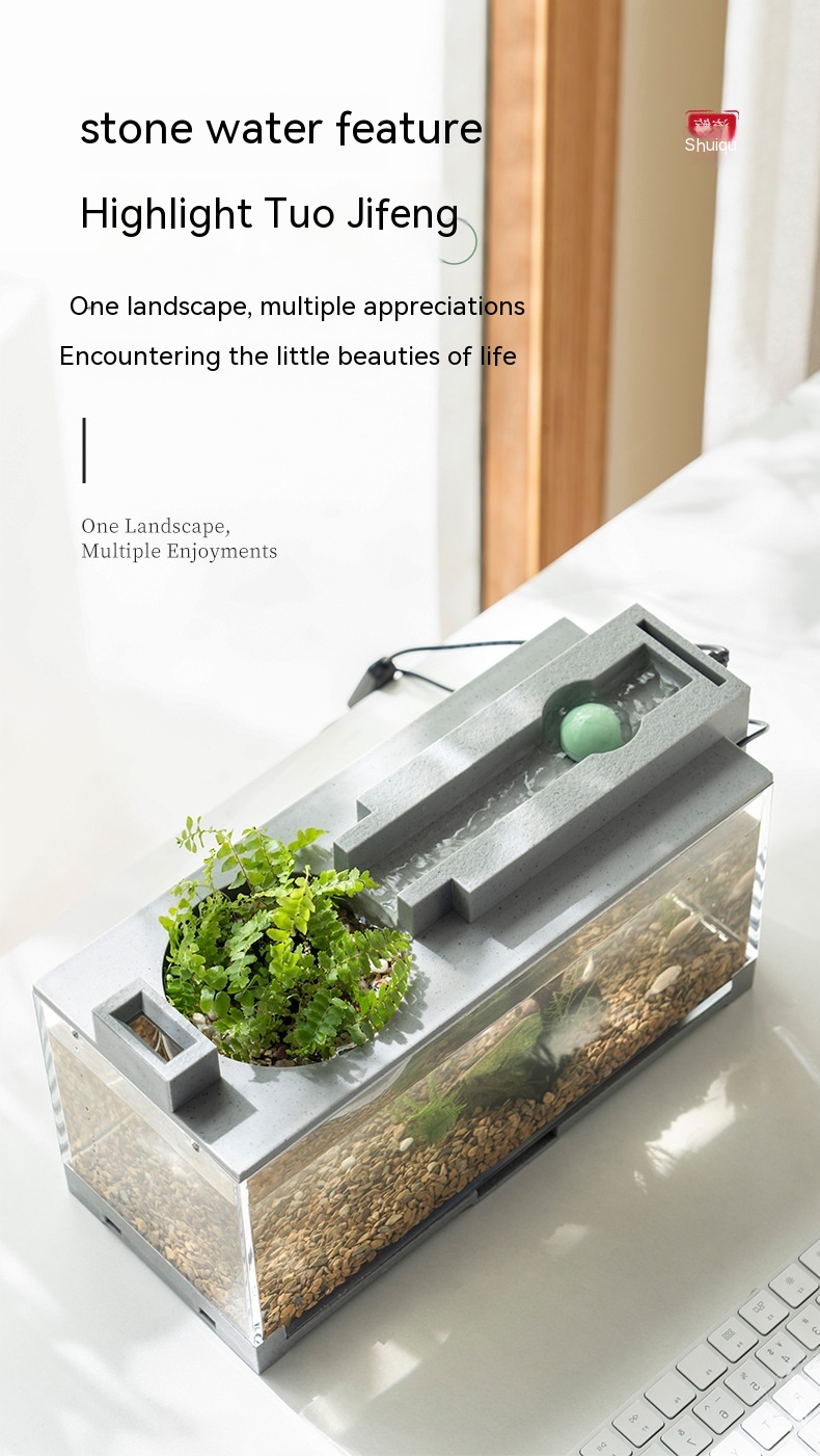 Micro Landscape Fish Tank Small Creative Filter Silent Water Desktop ...