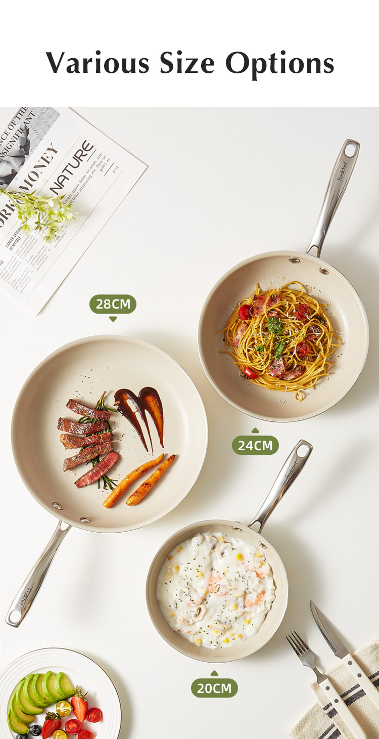 Redchef Gem Series Ceramic Rock Non-Stick 20CM/24CM/28CM Frying Pan No ...