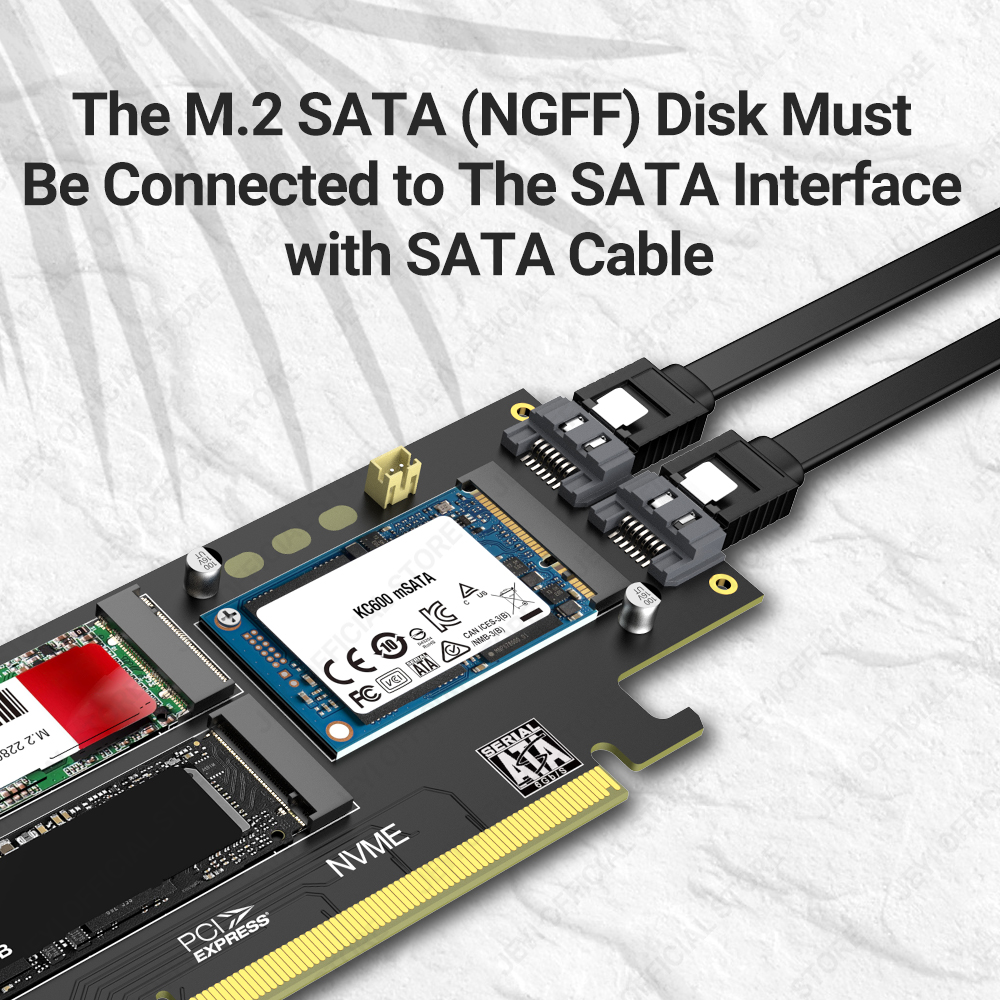 JEYI NVMe NGFF and mSATA SSD PCIe 4.0/3.0 Adapter Card, 3 in 1 M.2 NVME ...