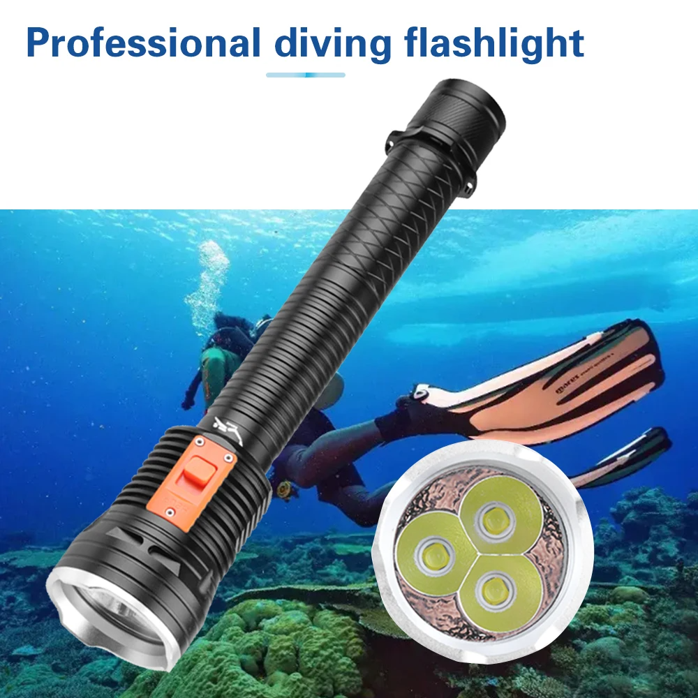 Diving Flashlight 3000LM P70 LED Underwater Light Magnetic Switch 300M ...