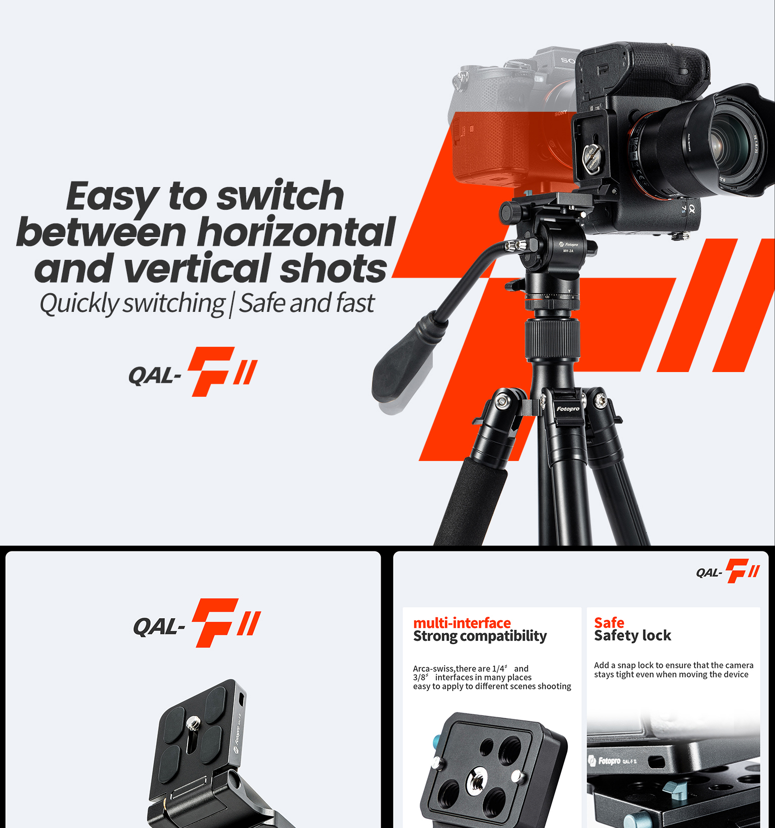 Fotopro QAL-F ll 90° vertical quick release plate Arca-swiss with 1/4 ...