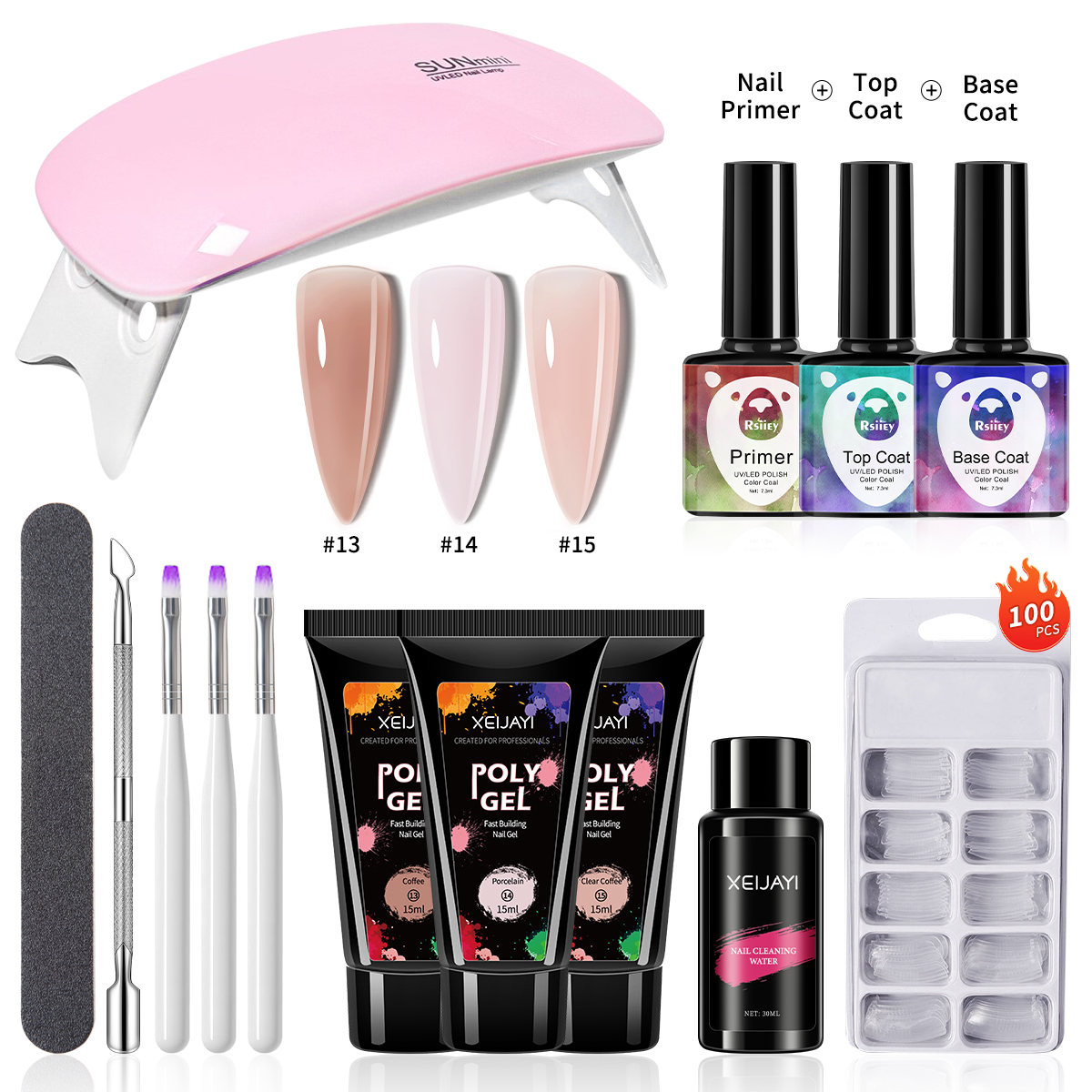 14pc/set 15ml Poly Nail Gel Full Set For Extention Gel Polish Steal ...