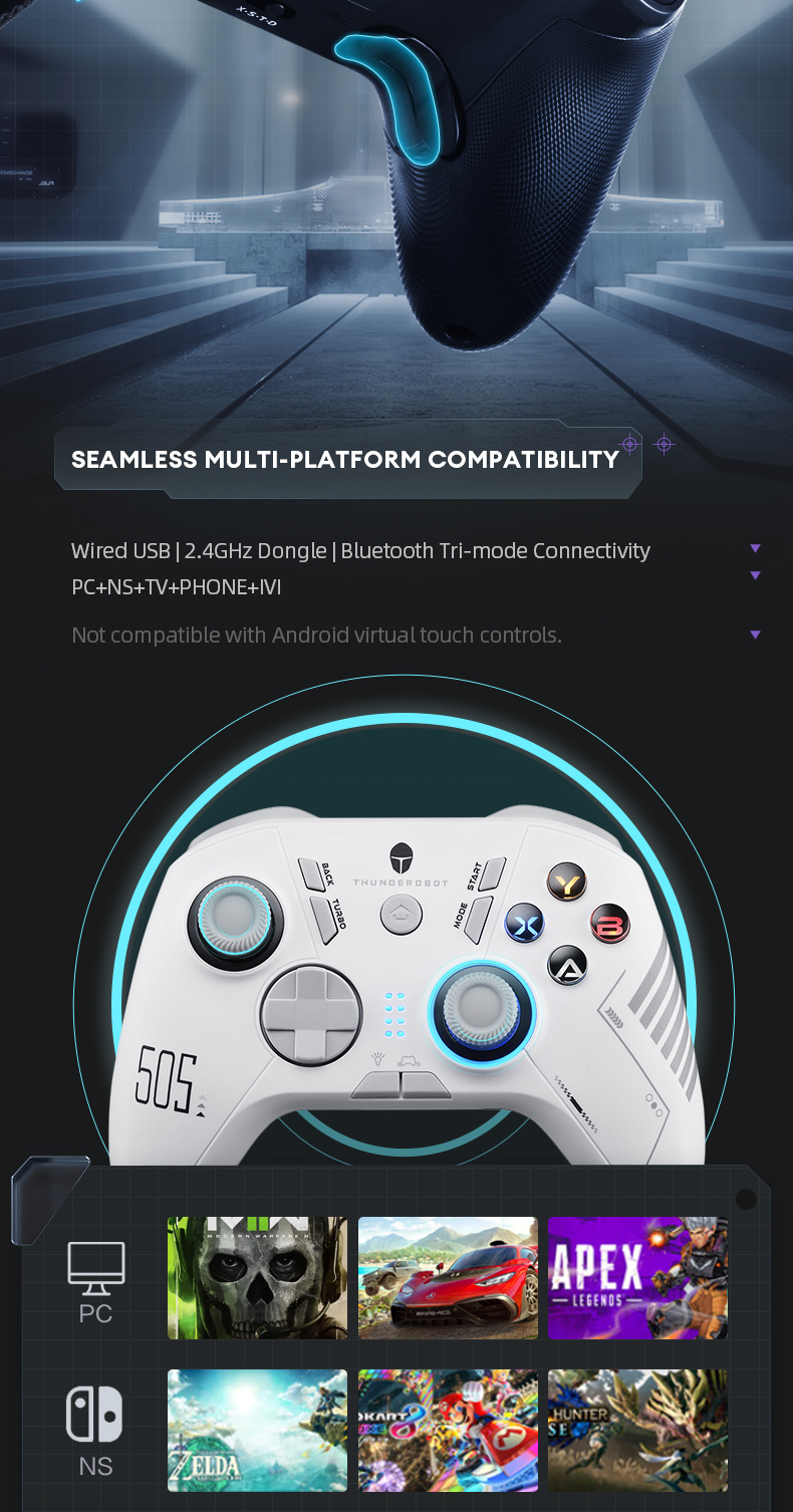 Thunderobot G50S Wireless Gamepad Controller Hall Effect Triggers Wired ...