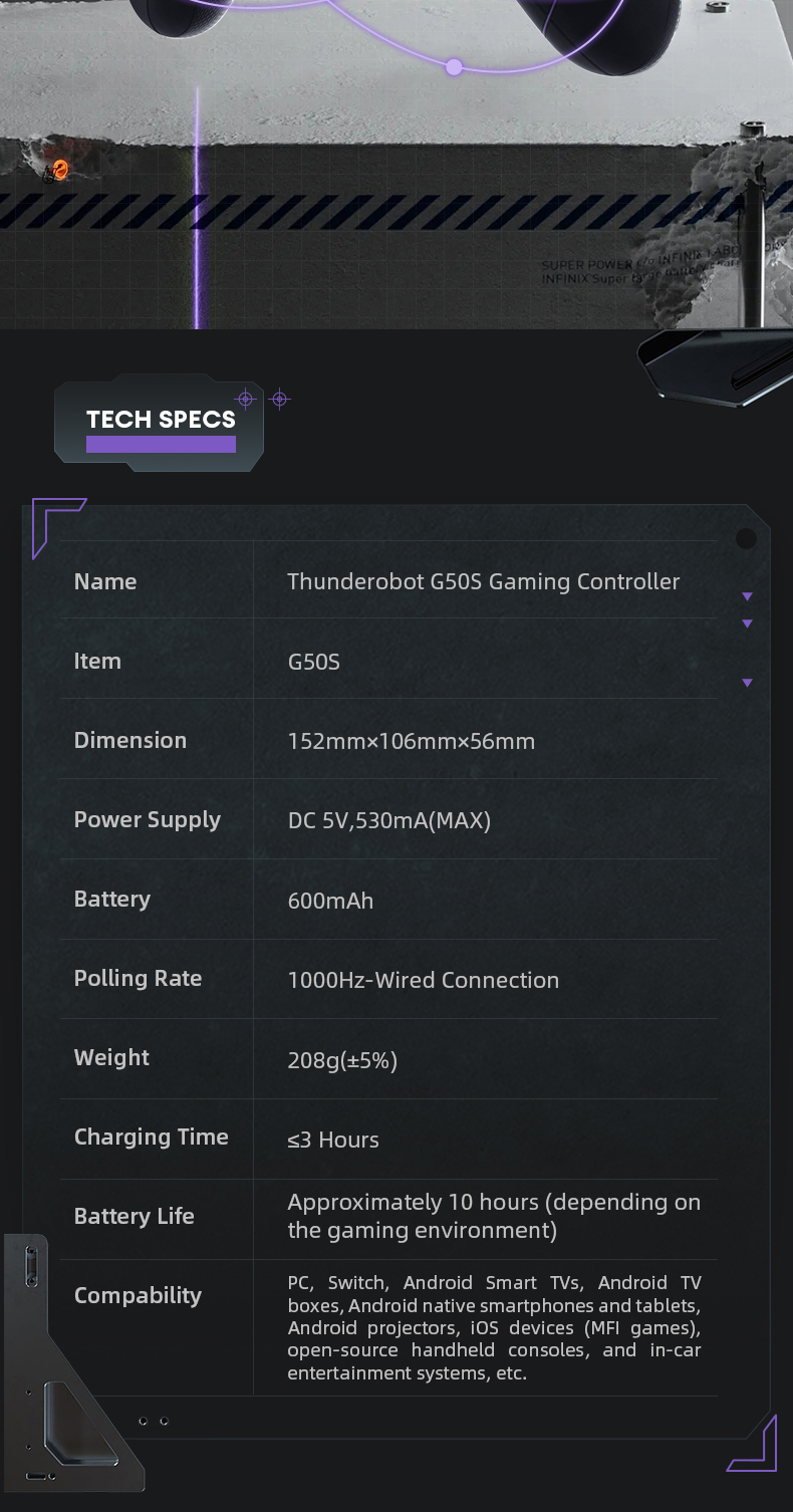 Thunderobot G50S Wireless Gamepad Controller Hall Effect Triggers Wired ...