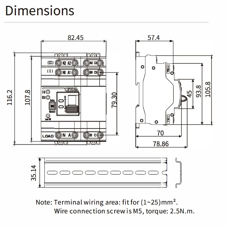 GEYA G2R 2P 4P ATS Dual Power Automatic Transfer Switch 25A 40A 63A 50 ...