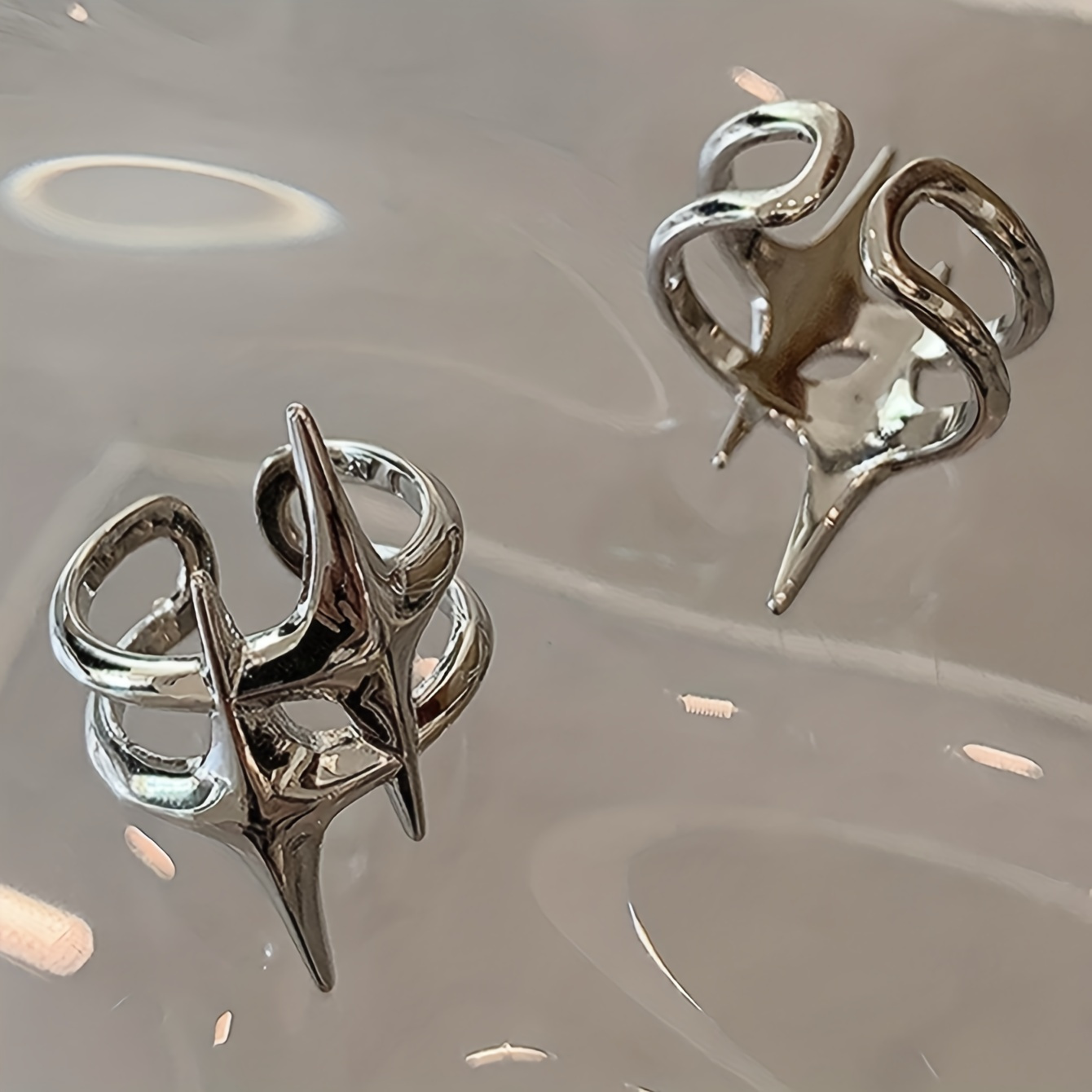 Star Double Layer Hollow Open Adjustable Rings Fashion Mens Womens Ring ...