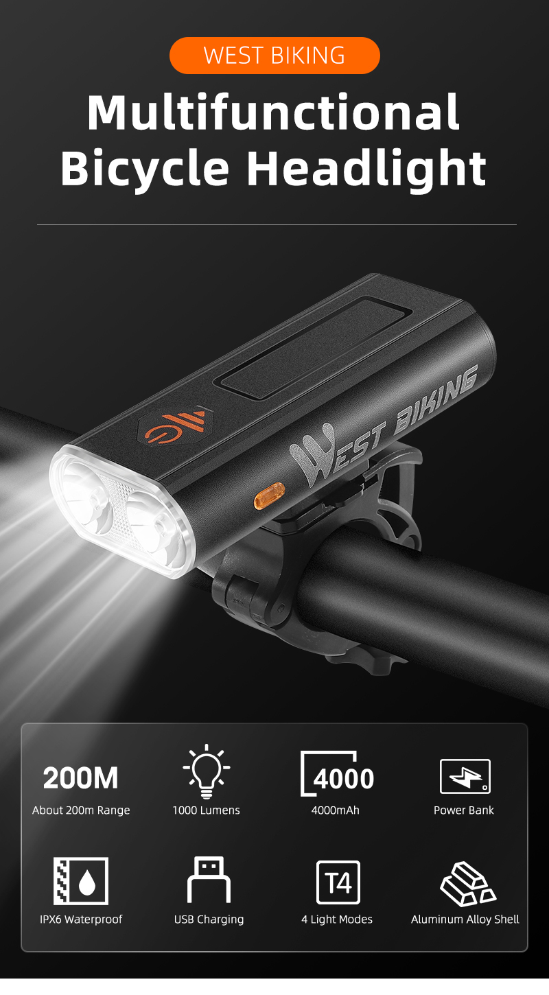 WEST BIKING 1000/1200/1300 Lumens Bike Light Original Bicycle Light ...