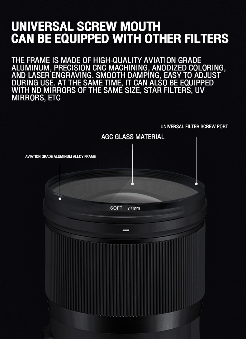 ZOMEI Soft Focus Filter Camera Lens Dreamy Hazy Portrait Filter 49/72 ...