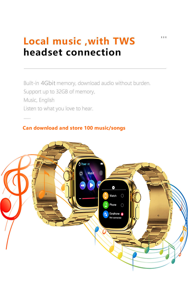 C9 Ultra MAX Gold Smart Watch NFC Wireless Smartwatch Bluetooth Call ...