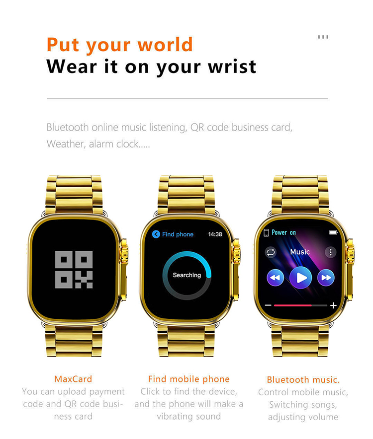 C9 Ultra MAX Gold Smart Watch NFC Wireless Smartwatch Bluetooth Call ...