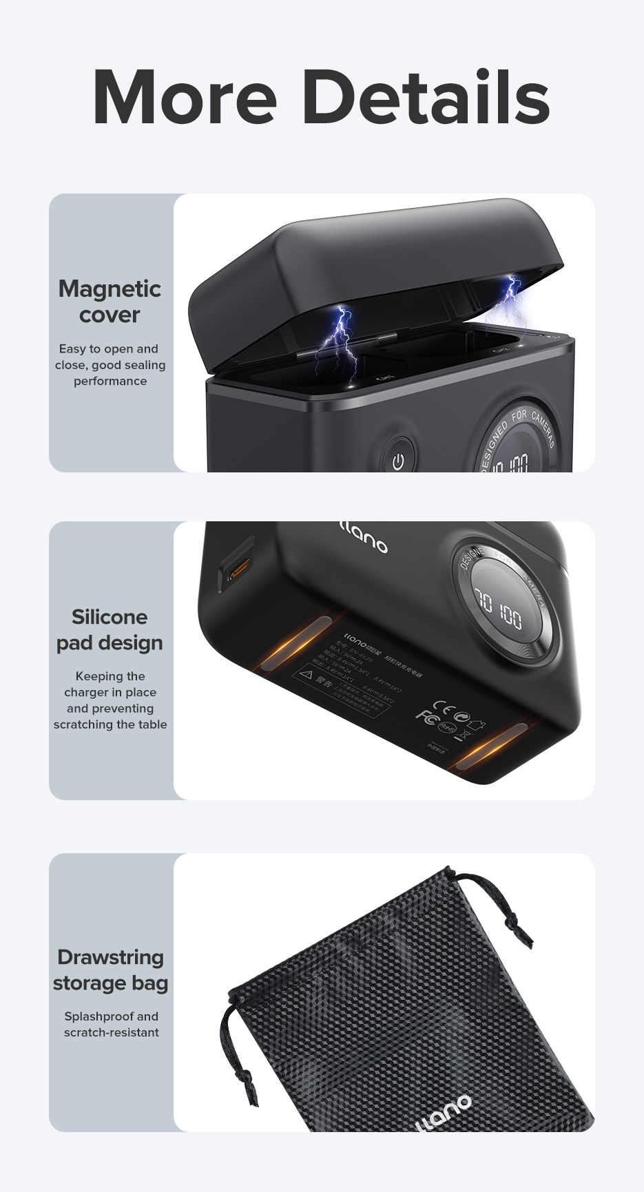 llano EN-EL25 Camera Charger Dual Slot Digital Display with SD Card ...
