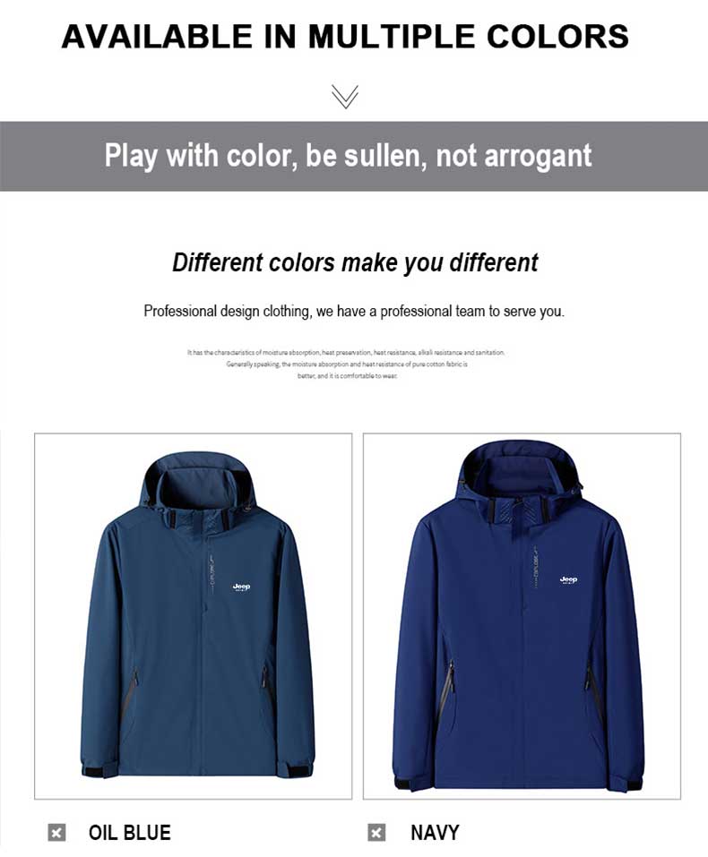 JEEP SPIRIT 1941 ESTD Men Casual Windbreaker Hooded Zip-Up Jacket Waterproof Military Jackets ...
