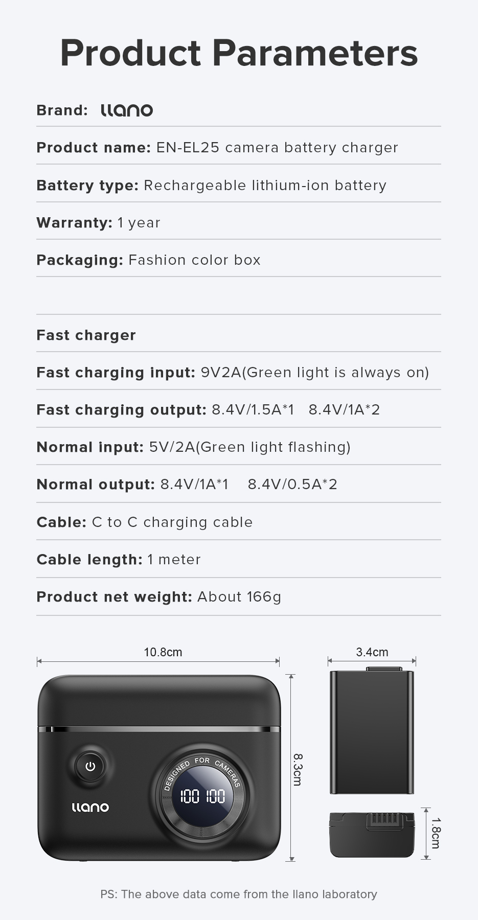 llano EN-EL25 Camera Charger Dual Slot Digital Display with SD Card ...