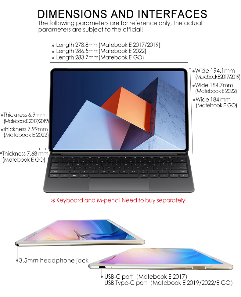 Huawei MateBook E/EGo Tablet 2-in-1 Laptop 12 inch Windows 10/11 ...