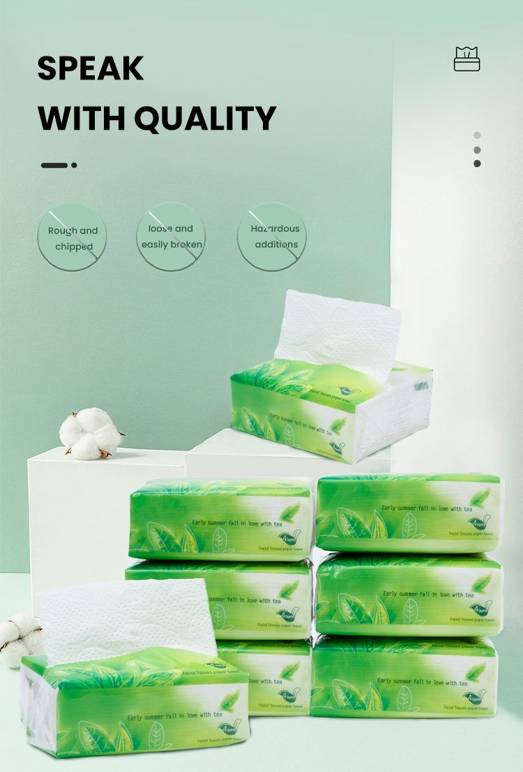 Facial Tissue Paper 4-ply 10 Packs Organic green tea white tissue ...