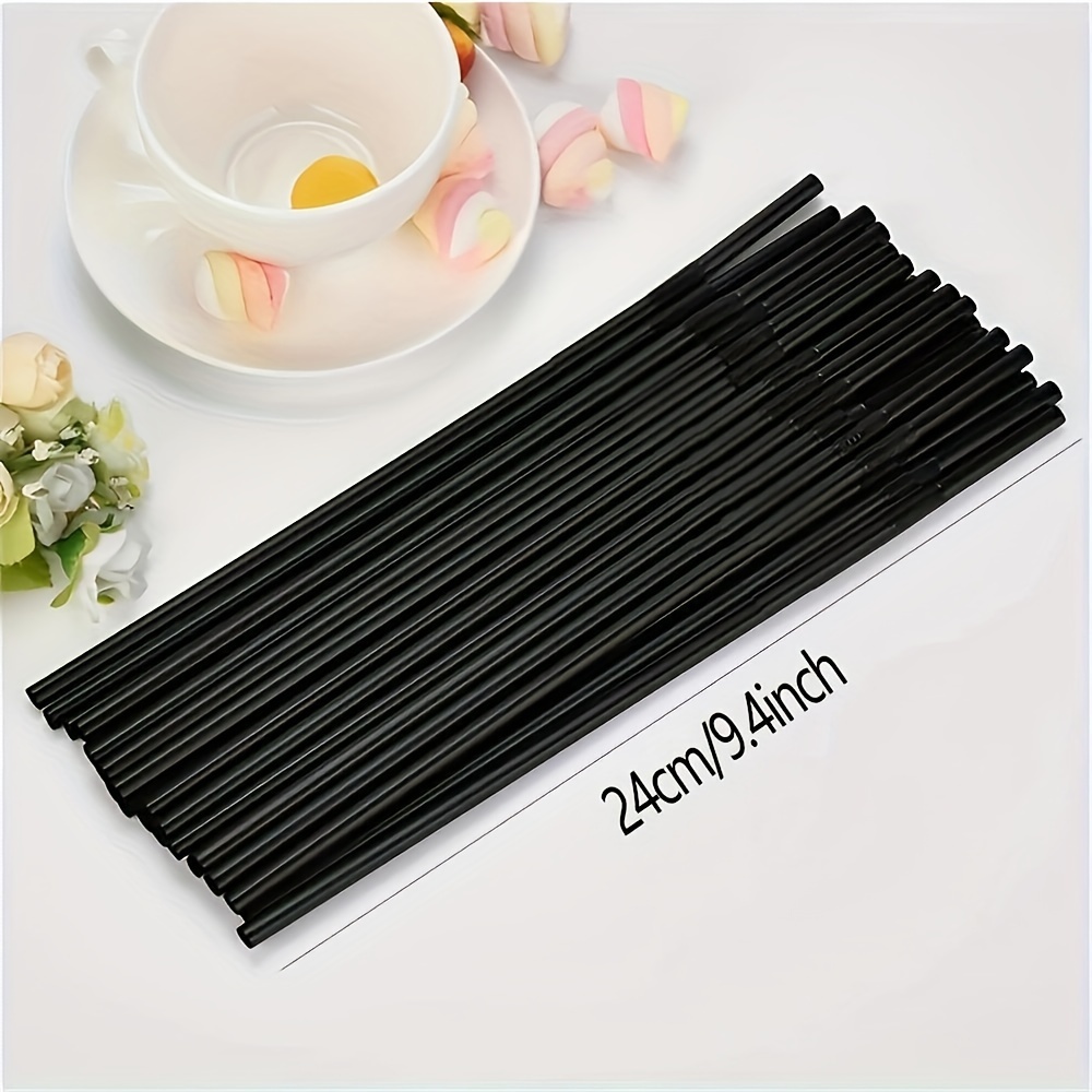 Black Disposable Plastic Straws 100/300/400pcs – 9.4 Inch Flexible ...