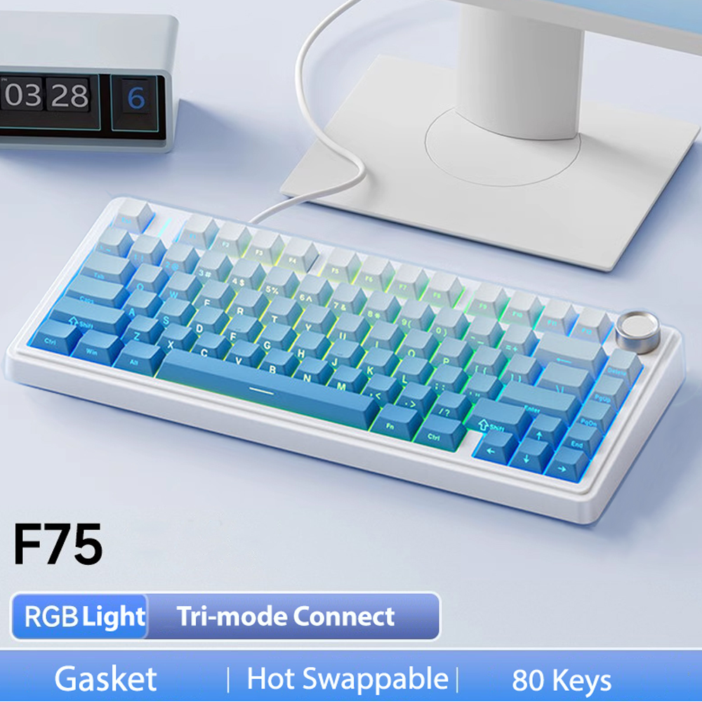 AULA F75 Mechanical Keyboard 75% 80 Key RGB Tri-Mode Wired Bluetooth 2 ...