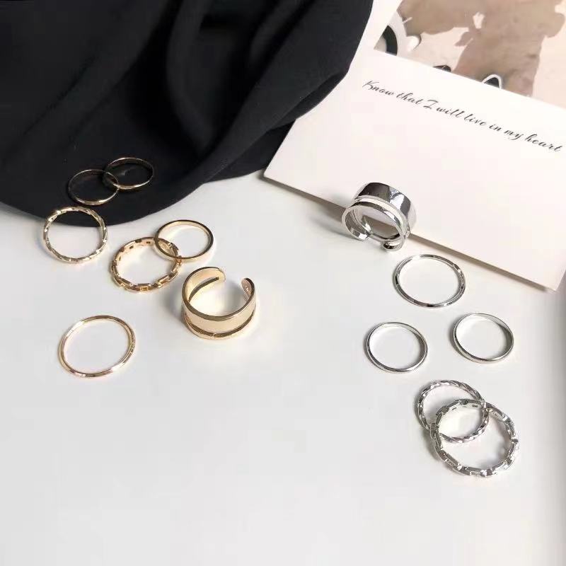 Fashionable 7 Piece Ring Set for Women Ins Style Joint Rings Simple Hip ...