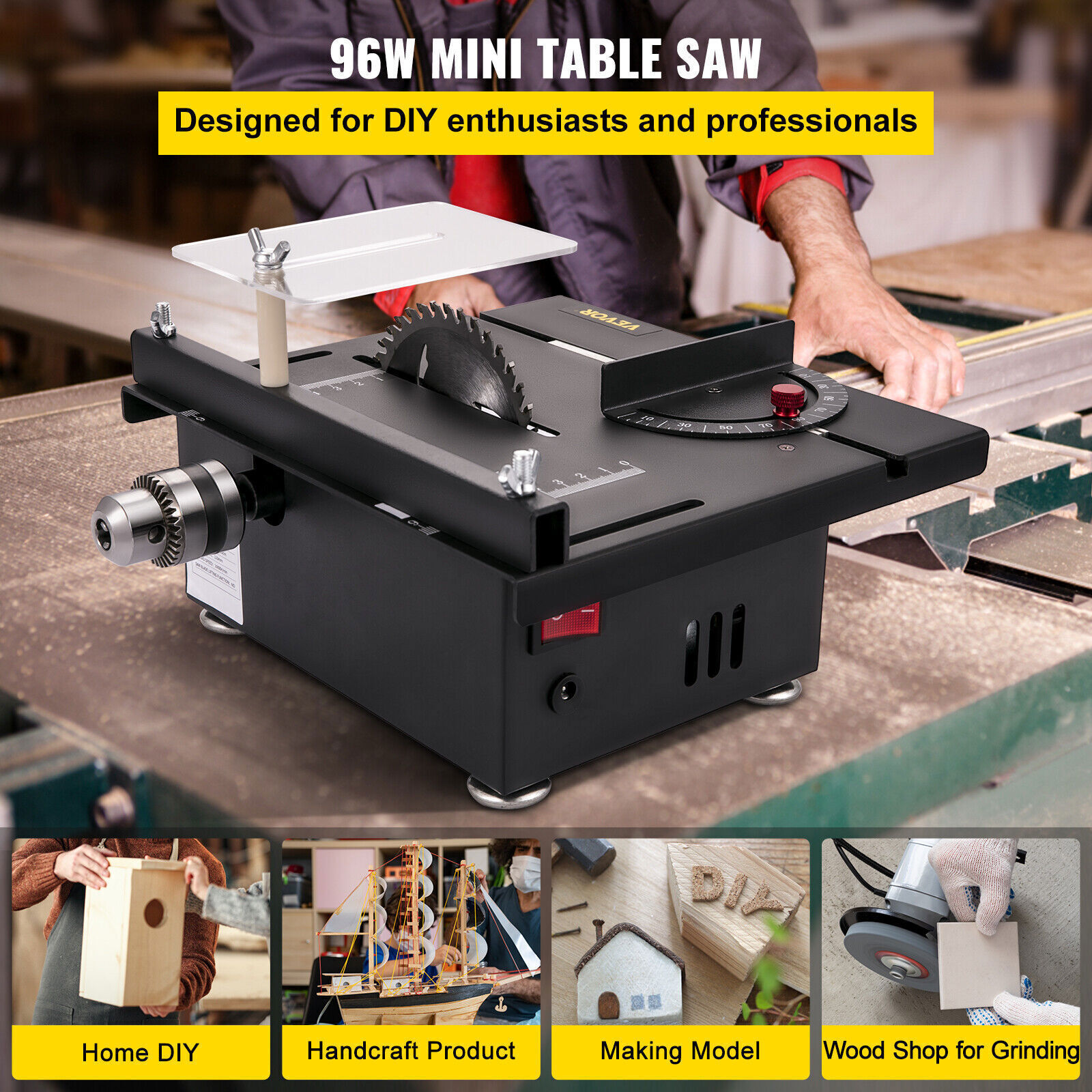Multi-Functional Table Saw Mini 100W Hobby Bench Saw for Woodworking ...