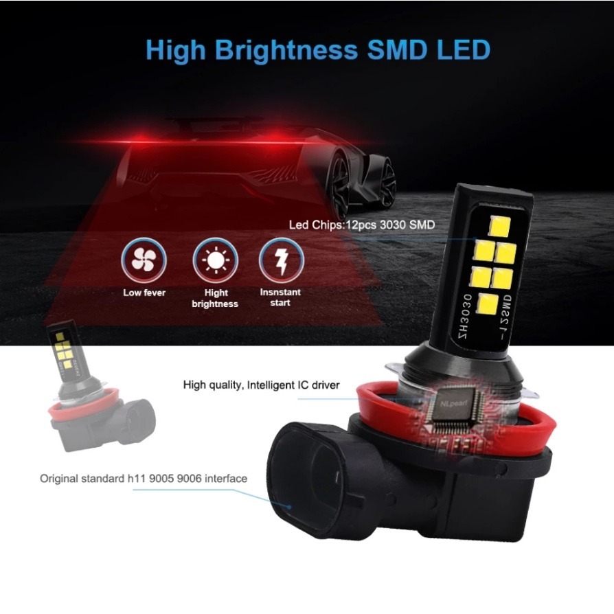 For Nissan Navara D40 2006 2007-2013 FOG LAMP LED BULB Ice blue White ...