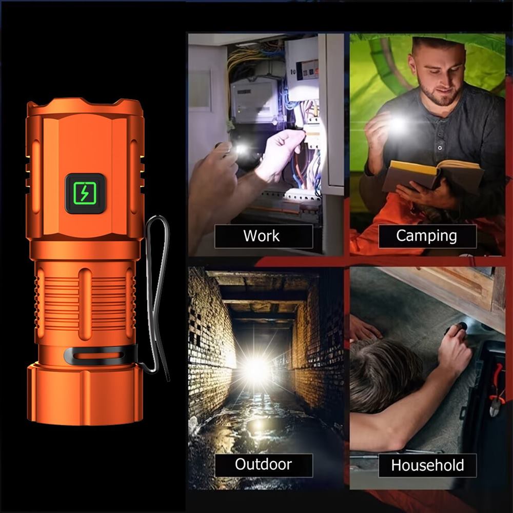 AloneFire X63 Super Bright 3x LED Mini Flashlight Type-c USB ...