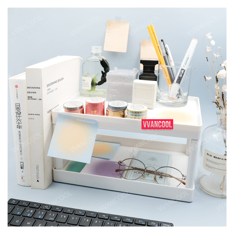Desktop Storage Rack Organizer Layer Cosmetic Stationery Storage Holder ...