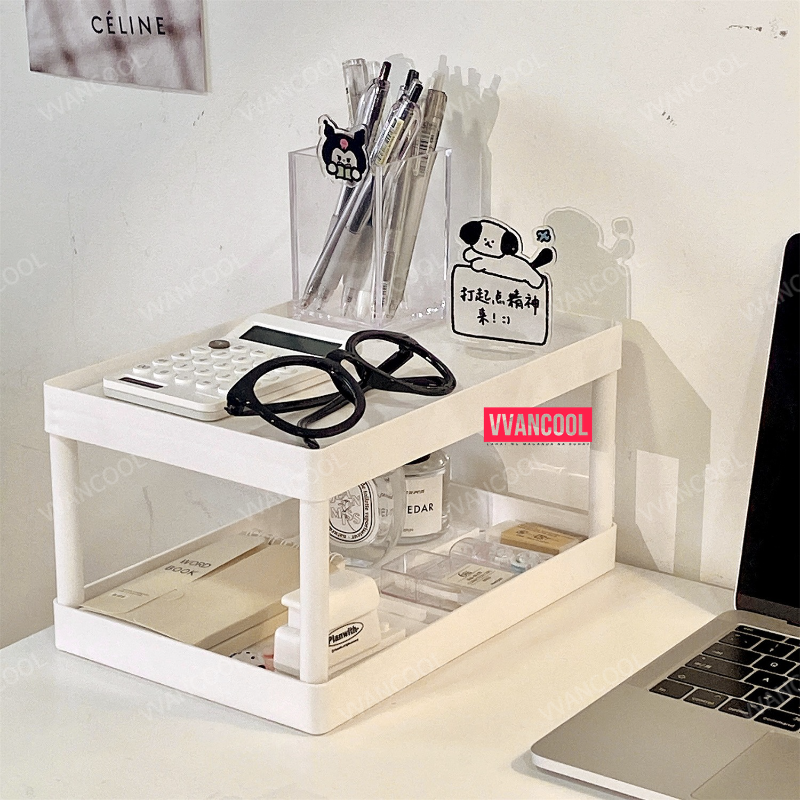 Desktop Storage Rack Organizer Layer Cosmetic Stationery Storage Holder ...