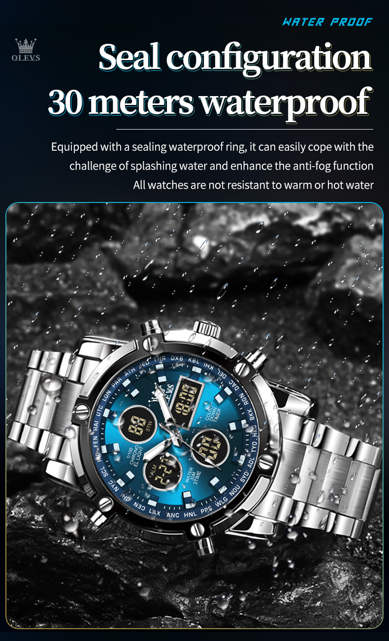 OLEVS Electronic Watch For Men Waterproof Original Quartz Multifunction ...