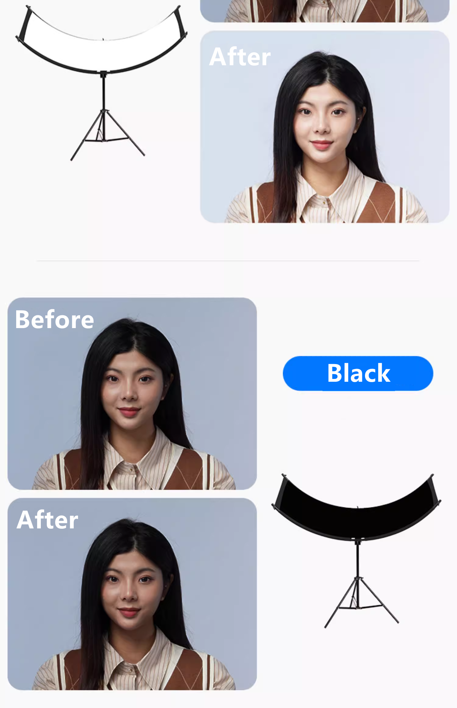 Selens U-Shaped Curved Photo Reflector With Four Color Reflective Cloth ...