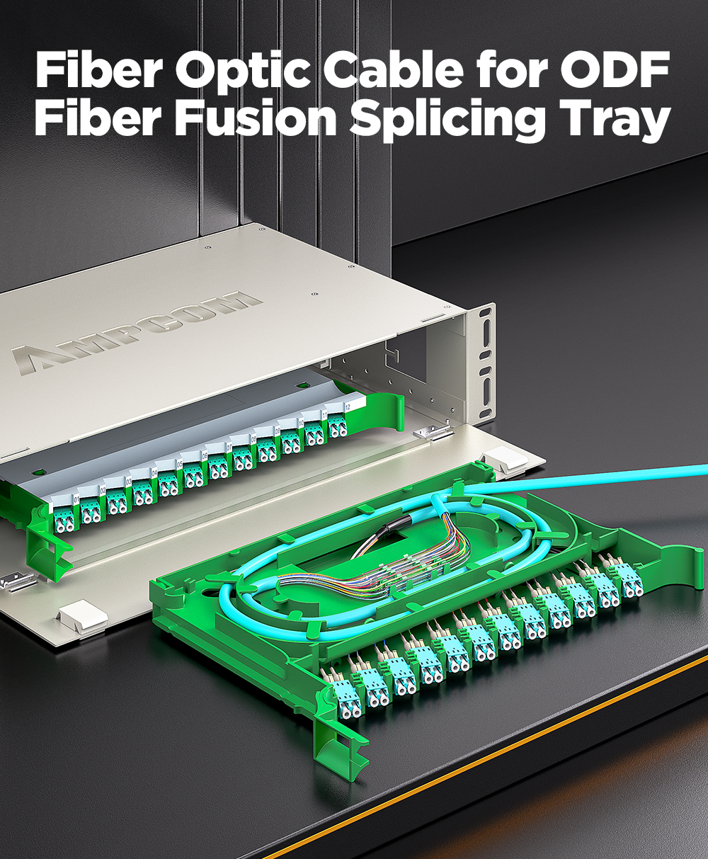 AMPCOM Professional Grade LC UPC 12 Fibers OM3 Multimode Bunch 0.9mm Fiber Optic Pigtail 1.5m ...