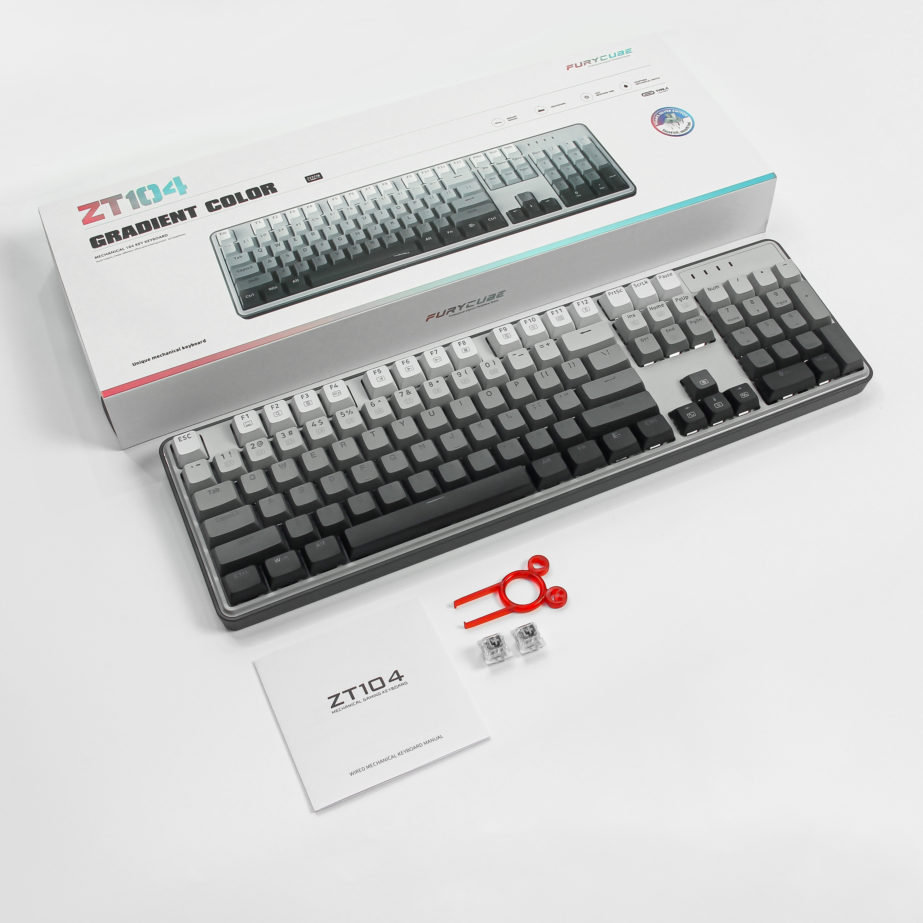 ZT104 Mechanical Keyboard 104 Keys Noah silver switch hotswap white ...